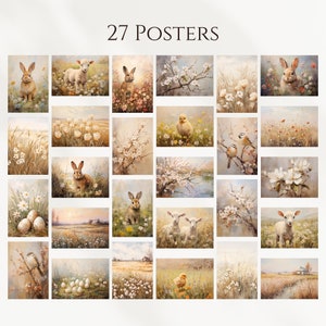 Easter Spring Posters, Set of 27 Prints, Farmhouse Spring Decor, Set of ...