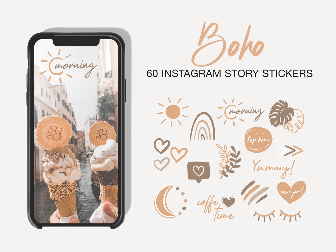Instagram Story Stickers - Boho Instagram Templates - Beige, Nude ...