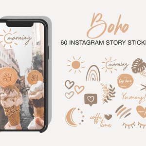Instagram Story Stickers - Boho Instagram Templates - Beige, Nude ...