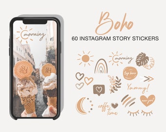 Instagram Story Stickers Boho Instagram Templates Beige - Etsy Polska