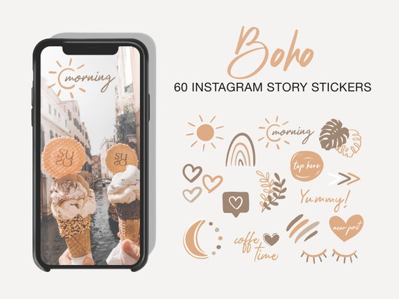 Instagram Story Stickers Boho Instagram Templates Beige | Etsy