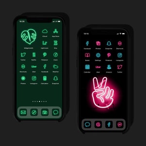 Neon App Icons, Aesthetic Ios Icons, iPhone Icon Pack Neon, Neon App ...