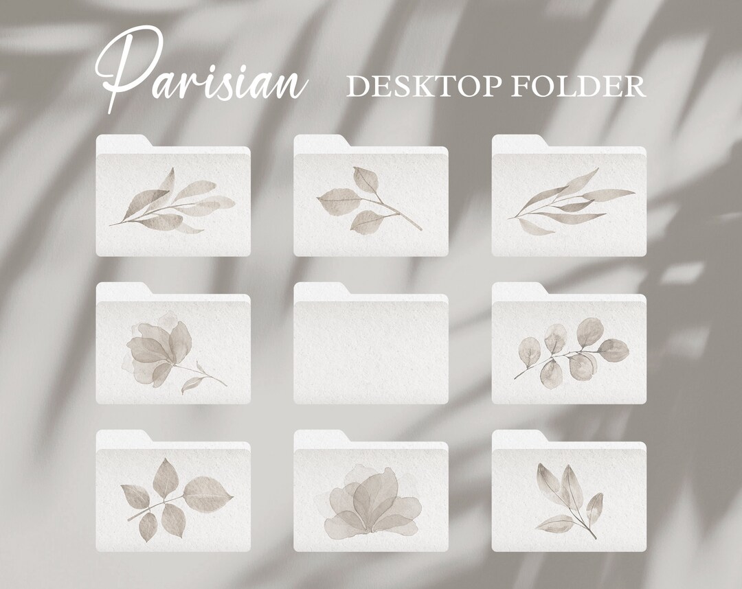Parisian Desktop Folder Icons, Desktop Folders Mac and Windows, Boho ...