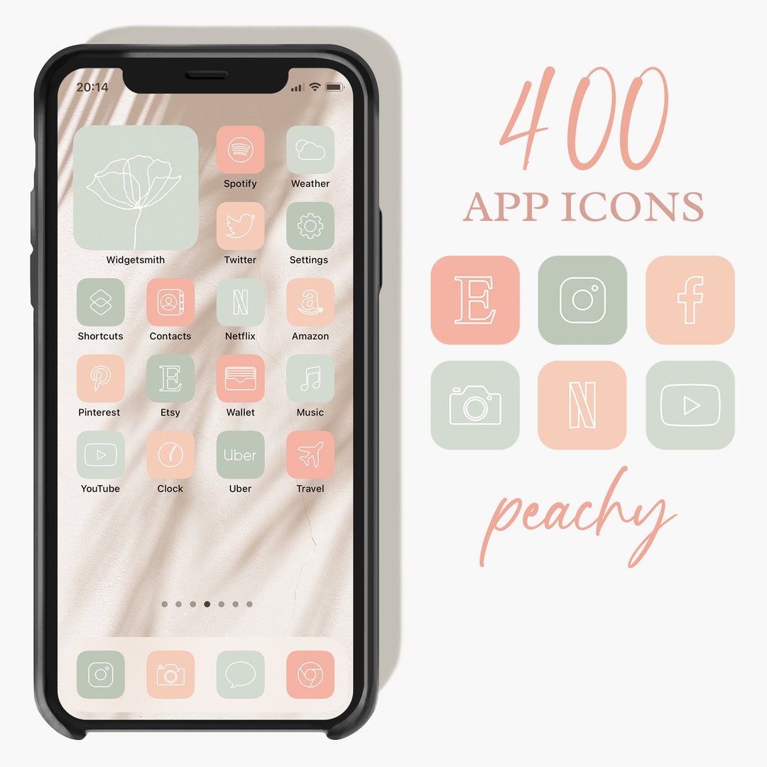 300 Peachy App Icons, Icon for iOS 14 Green Orange, Aesthetic Icons ...