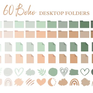 Boho Desktop Folder Icons, Mac Windows Folder Icons, Mac Natural ...