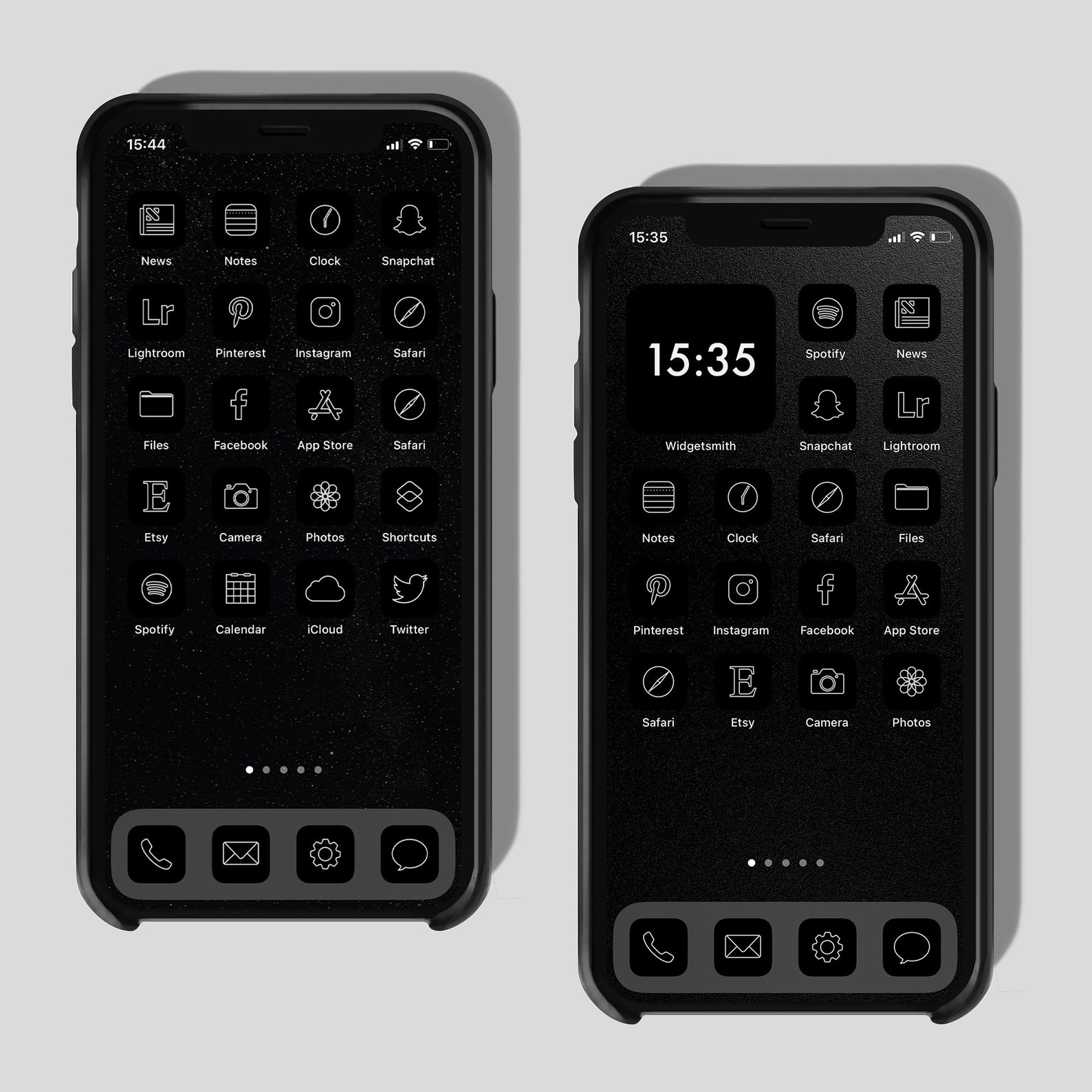 Black Icons, Dark Aesthetic App Icons, Dark Minimal App Covers, Ios ...