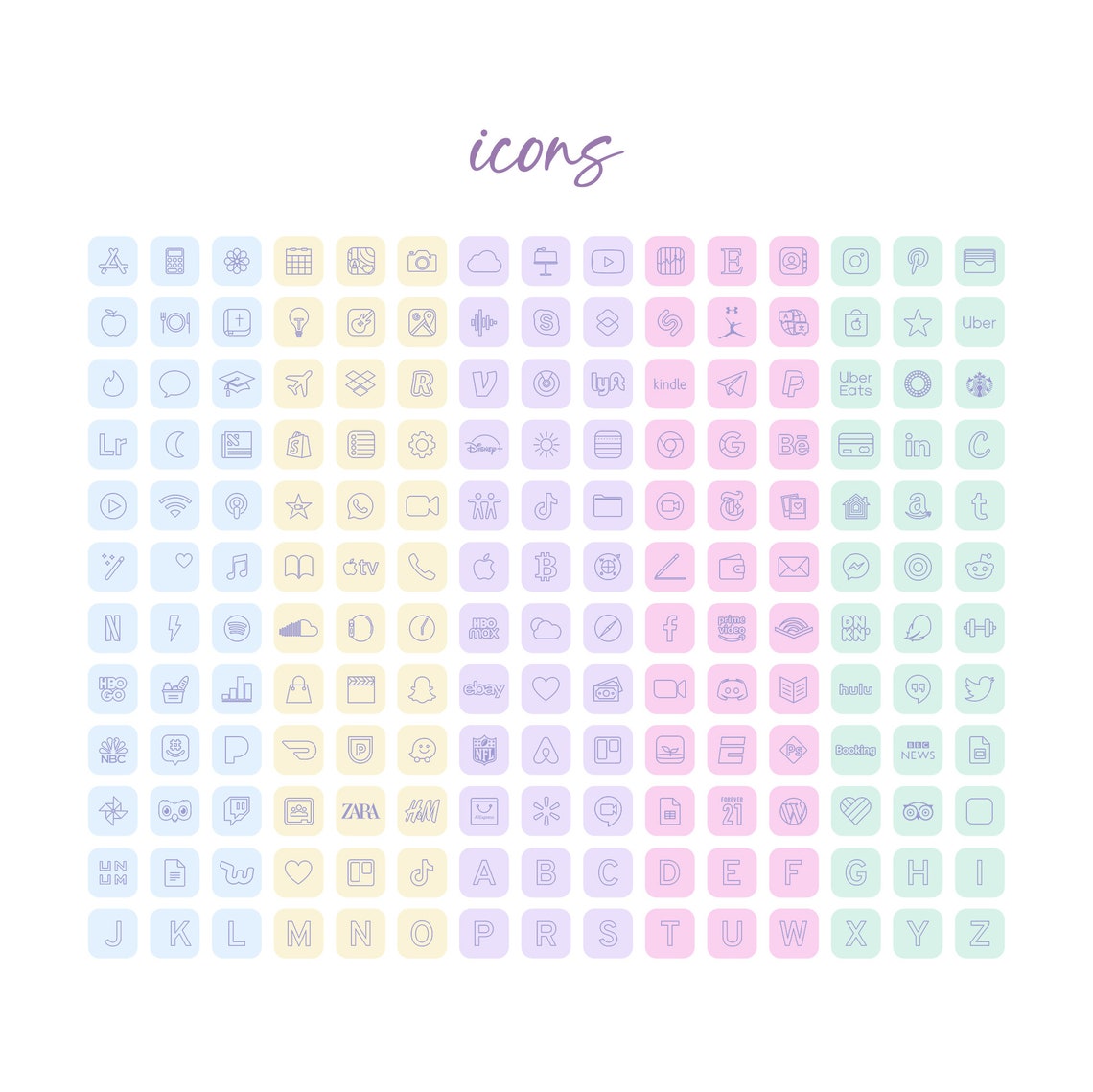 Pastel Ipad Desktop Icons Ipad App Icons Ipad Wallpapers and | Etsy