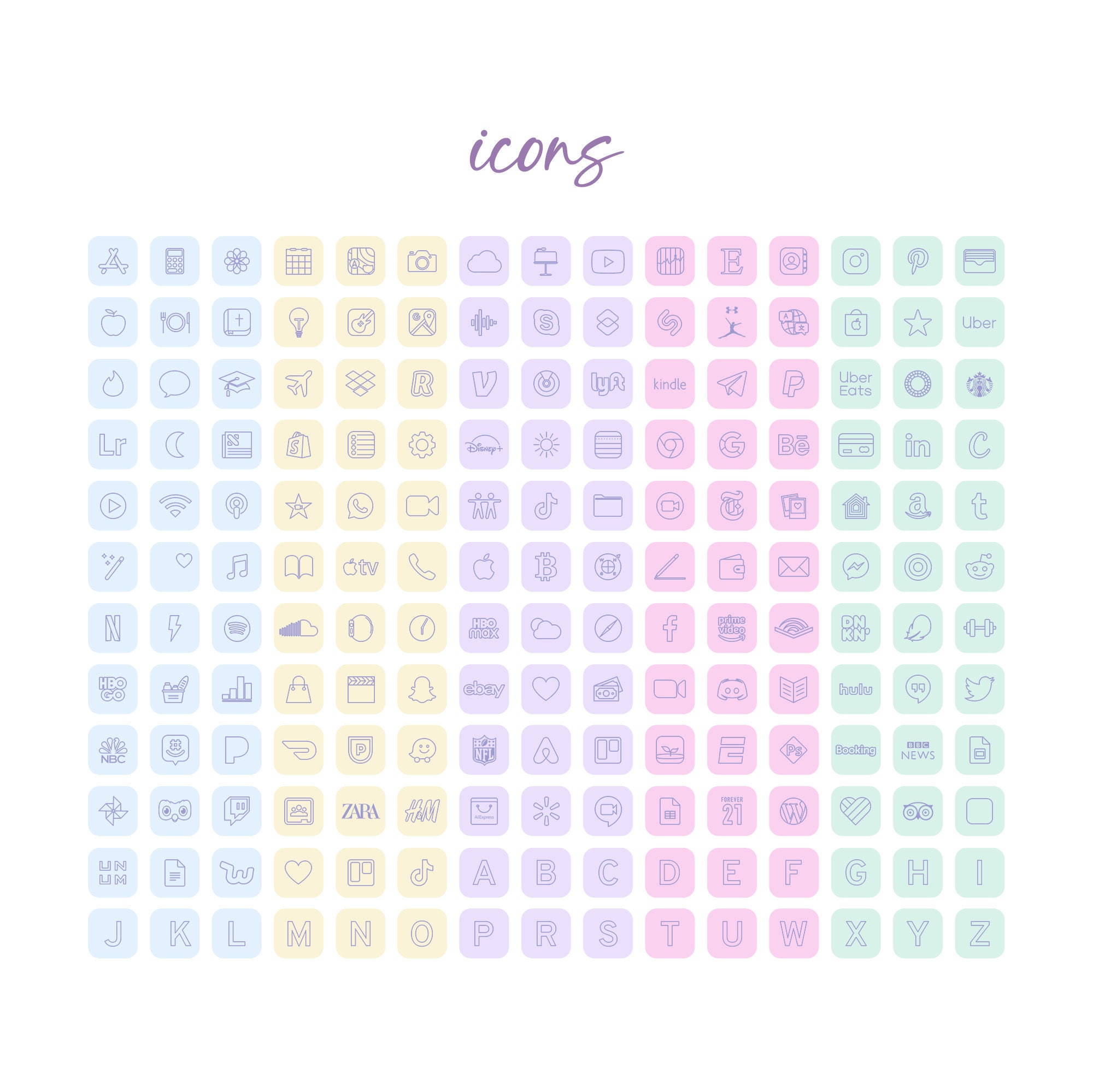 Pastel Ipad Desktop Icons Ipad App Icons Ipad Wallpapers and | Etsy