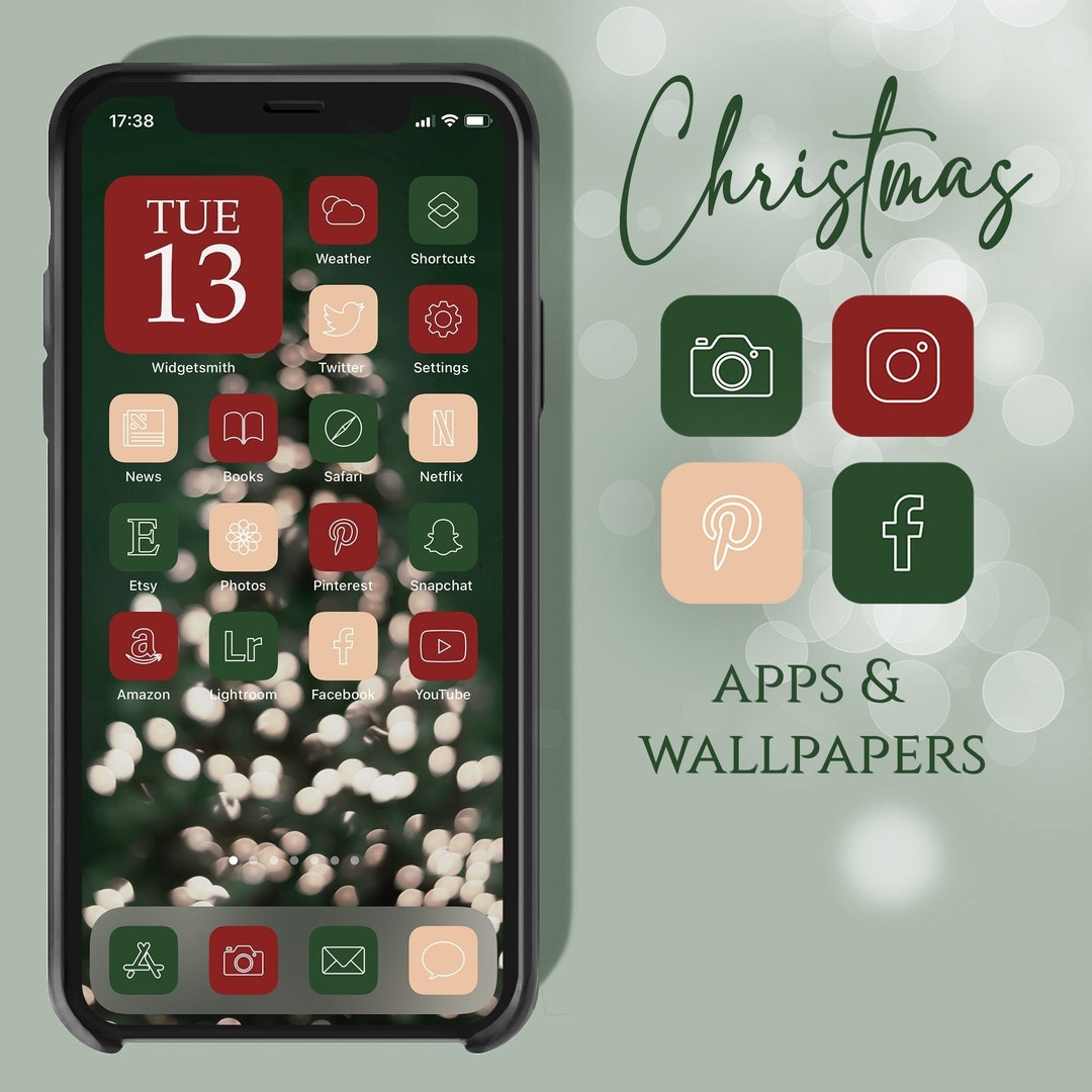 Christmas App Icons, Icons Xmas, Winter Green Red Aesthetic App Icons ...