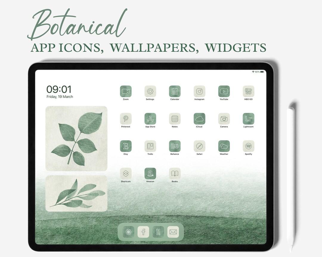 IPad Desktop Icons, iPad App Icons, Boho Ios 14 Icon Pack, Wallpaper ...