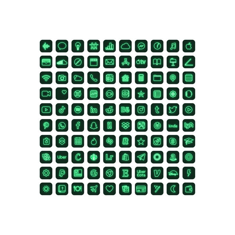 Green Neon App Icons Neon Aesthetic iOS 14 Icons iPhone Icon | Etsy
