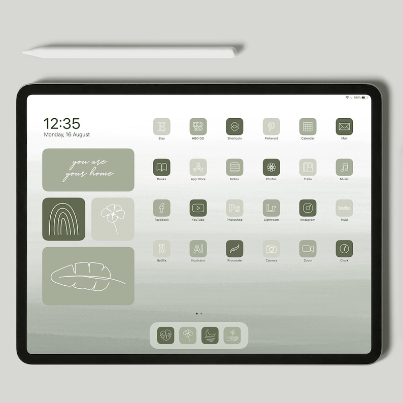 Boho Green Ipad Desktop Icons Green Ipad App Icons Boho Ios | Etsy