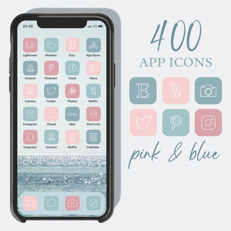 400 Pastel App Icons Pink & Blue Icons Iphone App Covers - Etsy