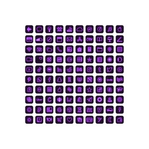 Purple Neon App Icons, Neon Aesthetic Ios 14 Icons, iPhone Icon Pack ...