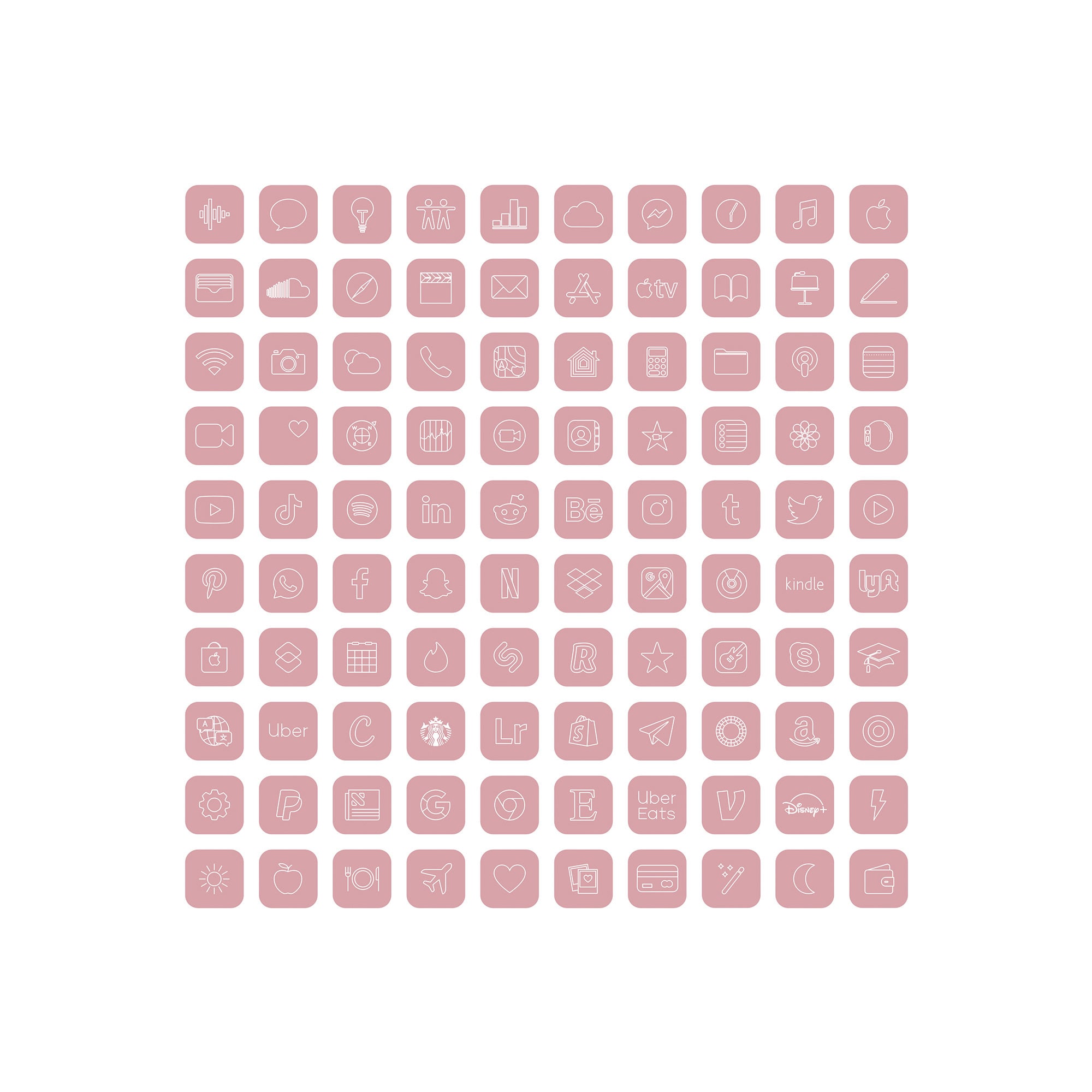 400 Pastel App Icons Pink & Blue Icons Iphone App Covers | Etsy