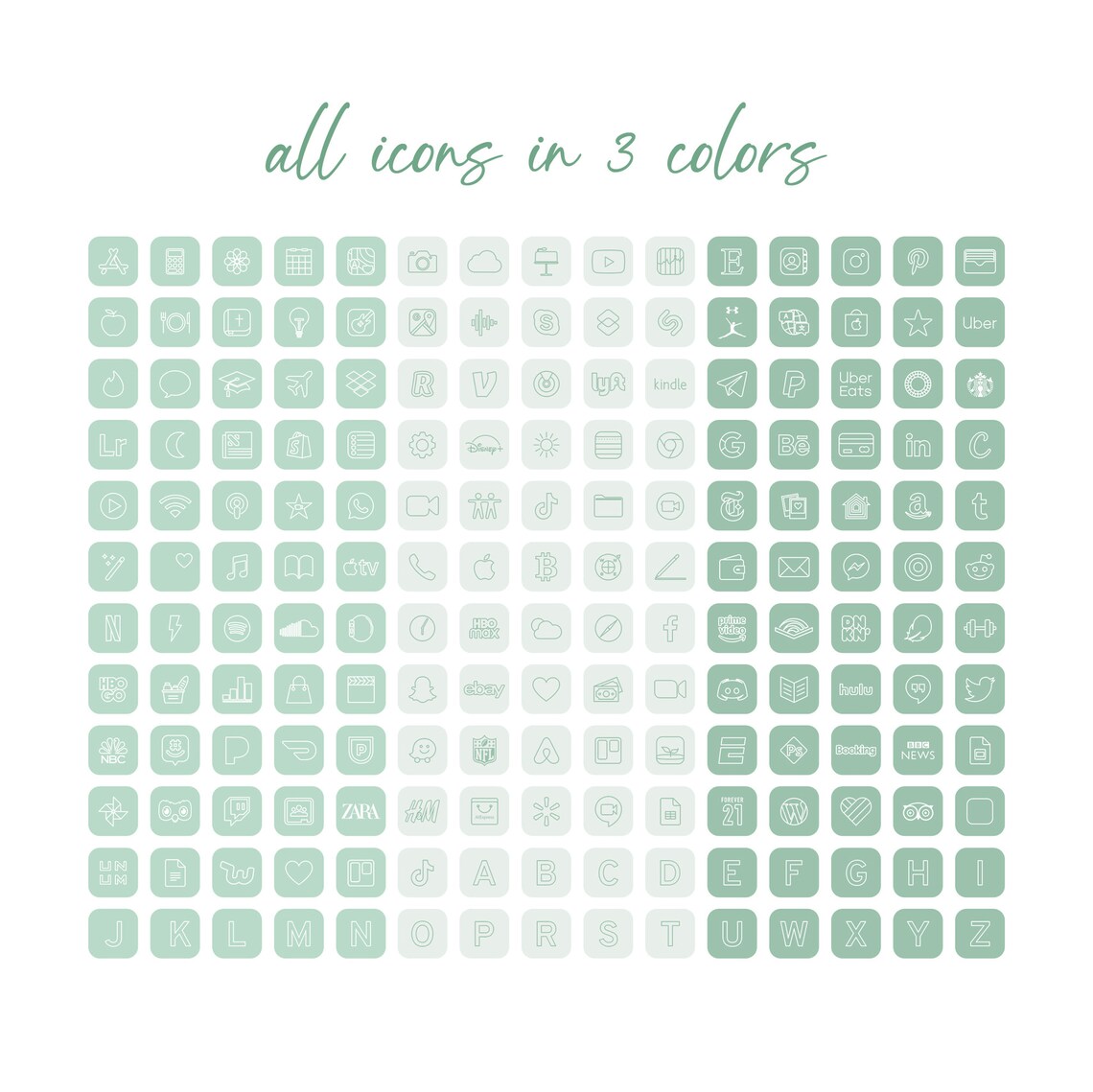 300 Mint App Icons, Ios 14 Soft Green Icons, Green Aesthetic Icon ...