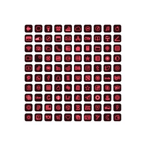 Red Neon App Icons, Neon Aesthetic Ios 14 Icons, iPhone Icon Pack Neon ...