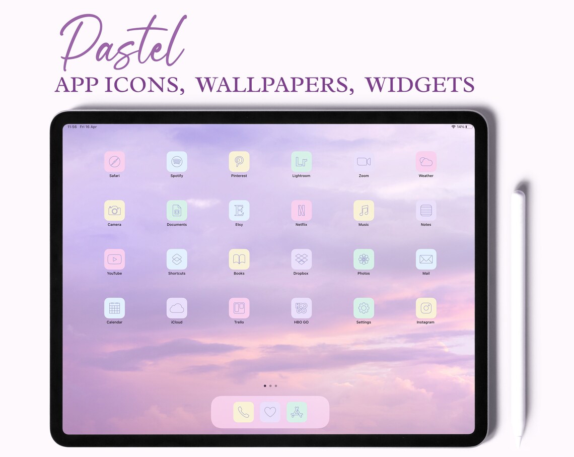 Pastel Ipad Desktop Icons Ipad App Icons Ipad Wallpapers and | Etsy