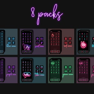 Neon App Icons, Aesthetic Ios Icons, iPhone Icon Pack Neon, Neon App ...