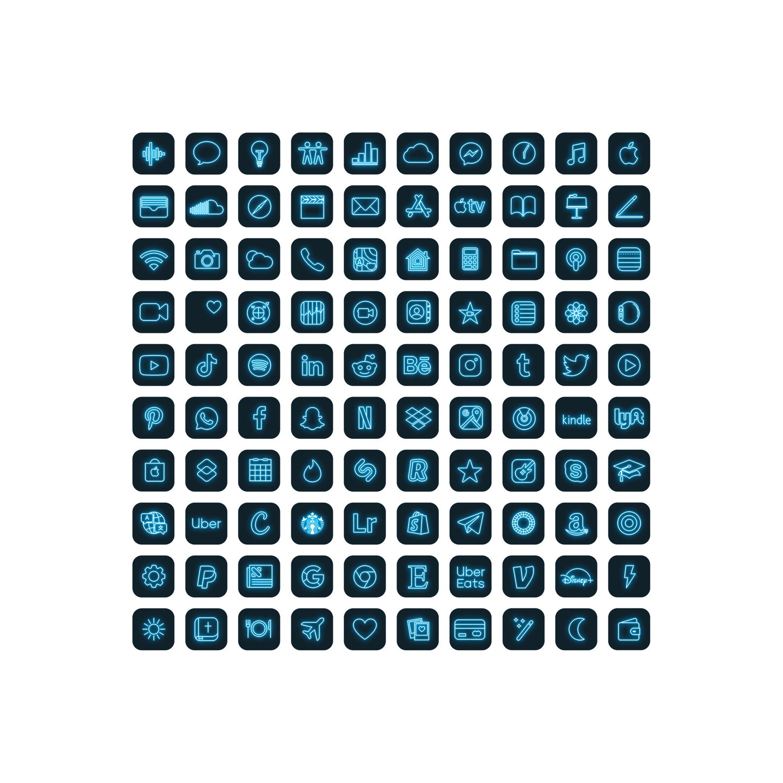 Blue Moon Neon App Icons Neon Aesthetic Ios 14 Icons Iphone | Etsy
