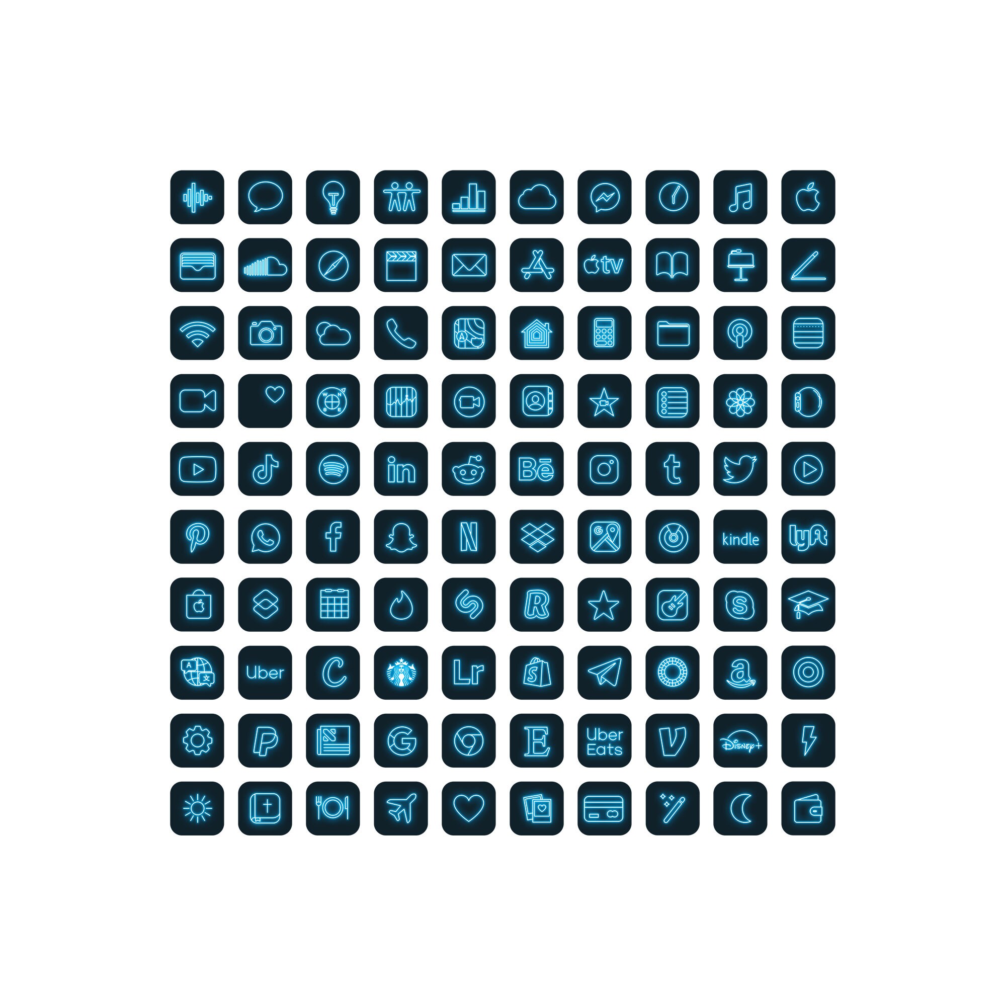 Blue Moon Neon App Icons Neon Aesthetic Ios 14 Icons Iphone | Etsy