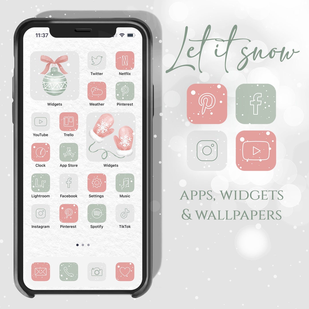 Let It Snow App Icons, Christmas App Icons, Neutral App Icons, iPhone ...