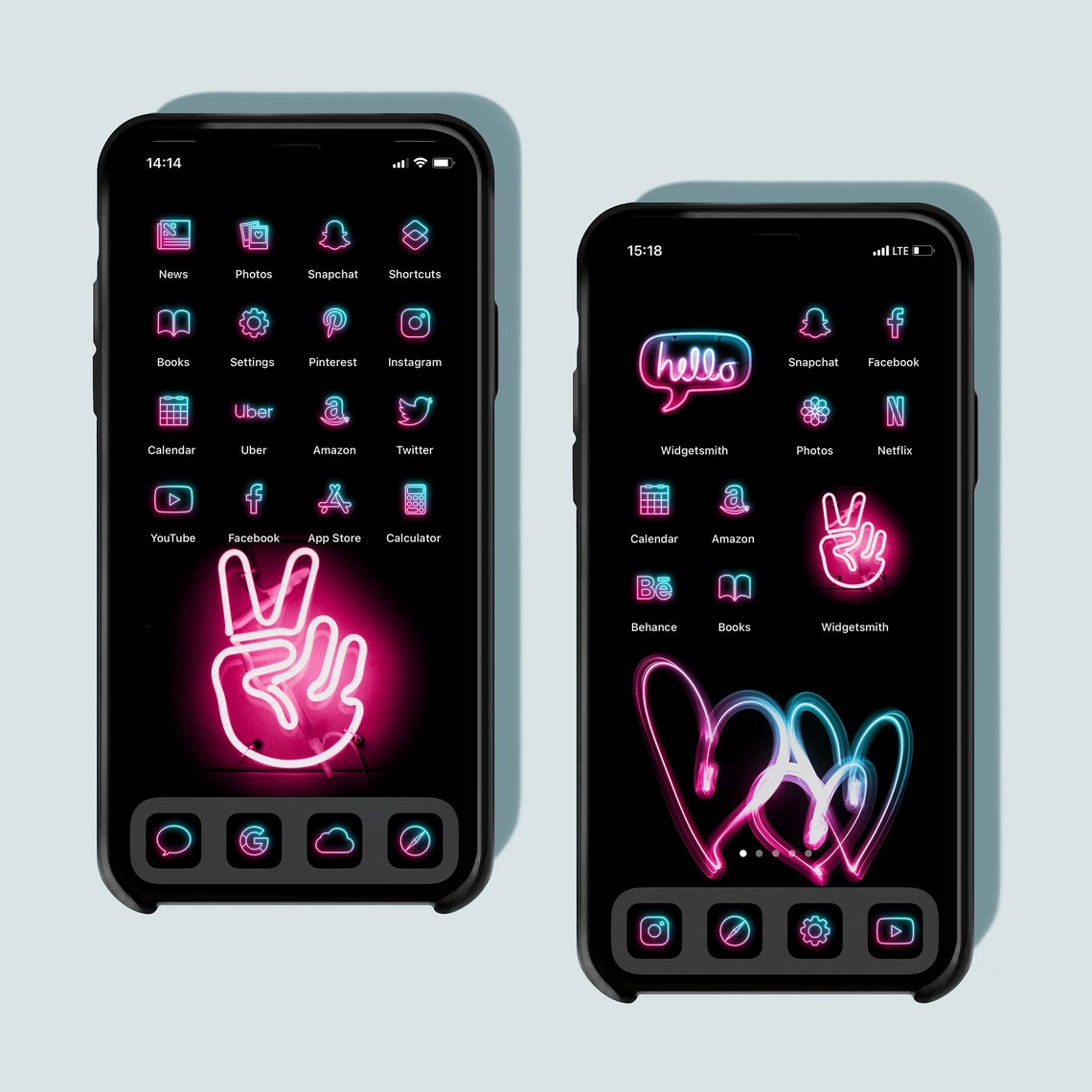 100 Tokio Neon App Icons Neon Aesthetic Ios 14 Icons Iphone | Etsy