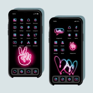 100 Tokio Neon App Icons, Neon Aesthetic Ios 14 Icons, iPhone Icon Pack ...