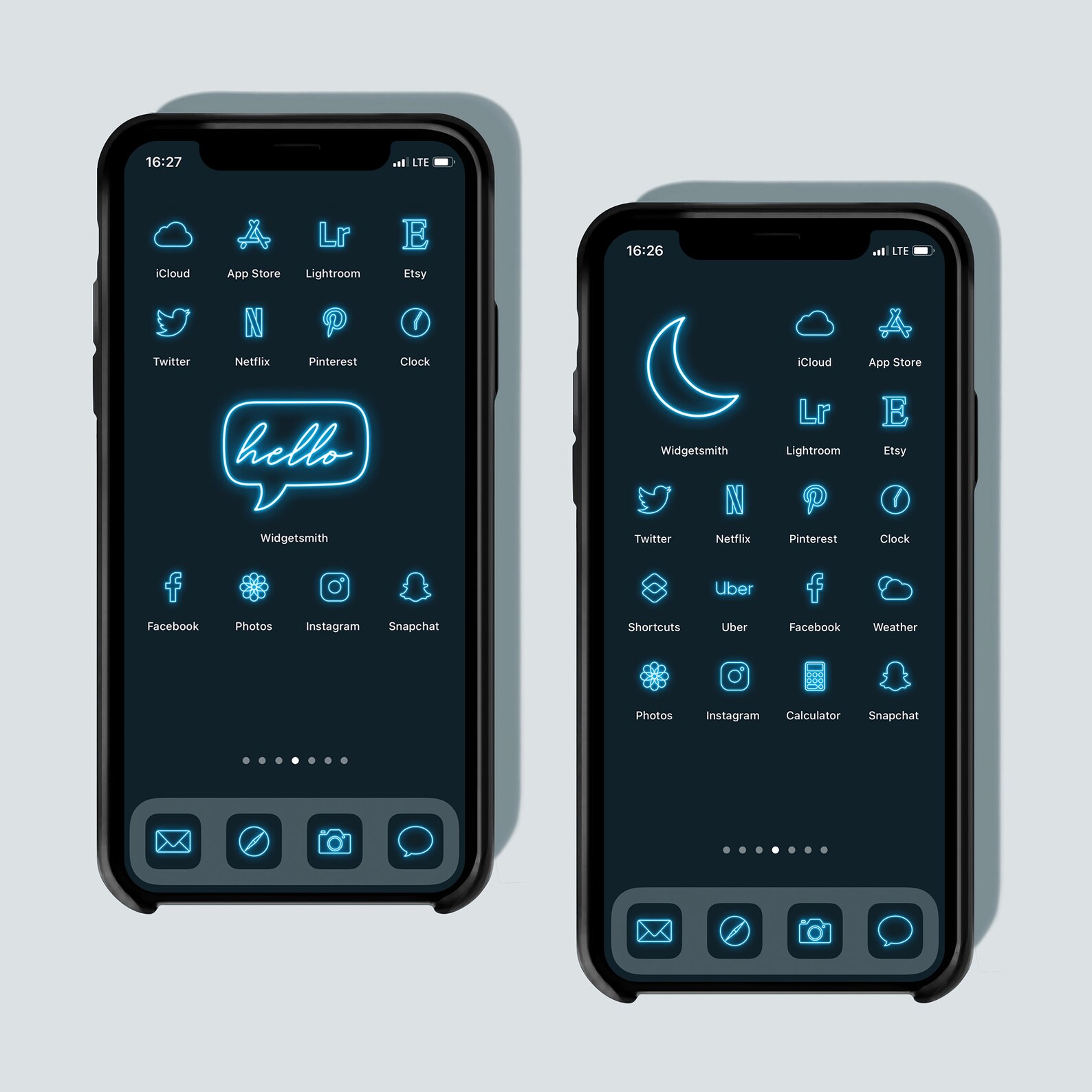 Blue Moon Neon App Icons, Neon Aesthetic Ios 14 Icons, iPhone Icon Pack ...