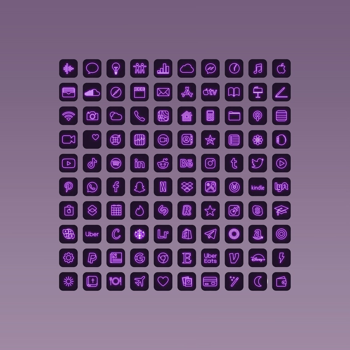 Purple Neon Ipad Desktop Icons Neon Aesthetic Ipad App Icons - Etsy