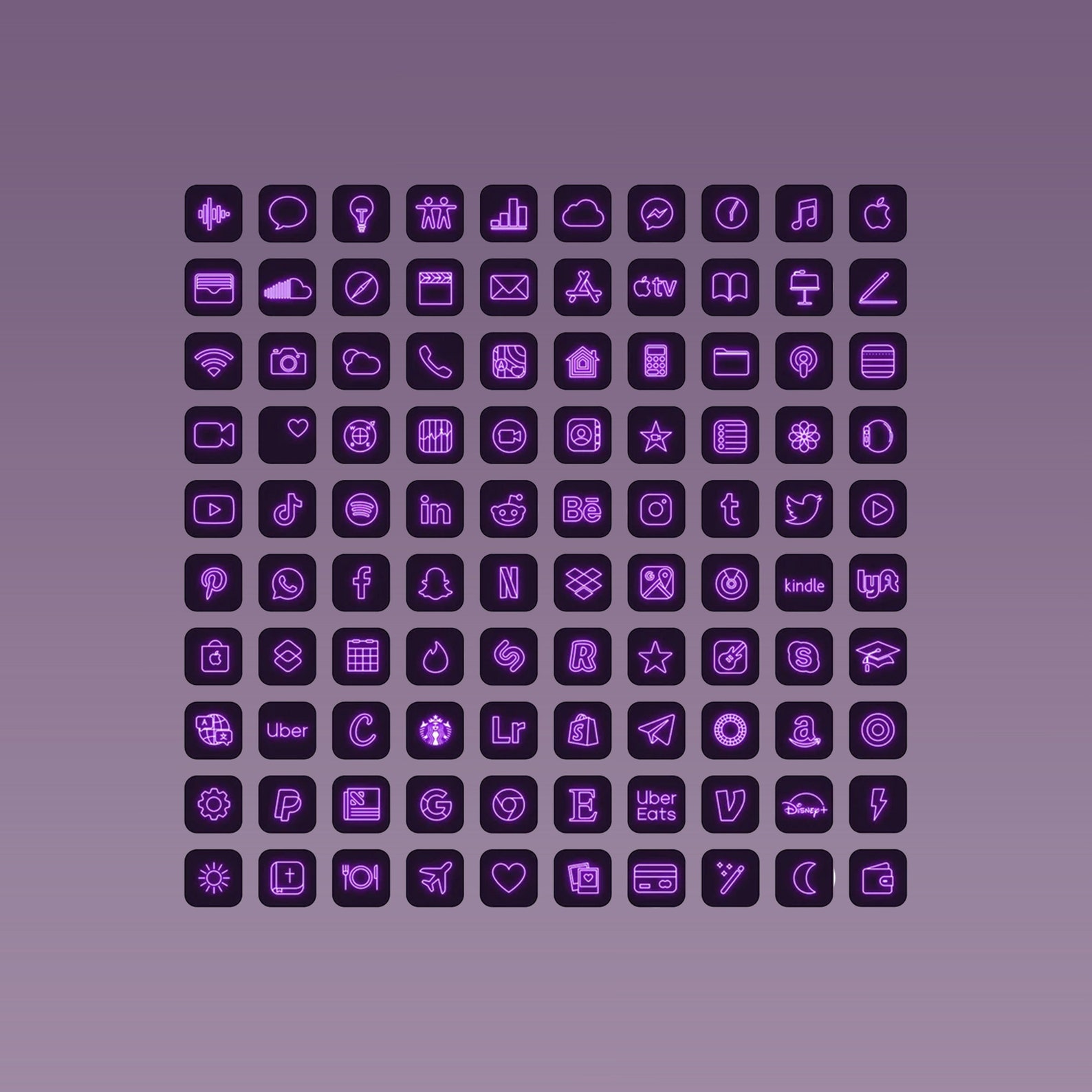 Purple Neon Ipad Desktop Icons Neon Aesthetic Ipad App Icons - Etsy
