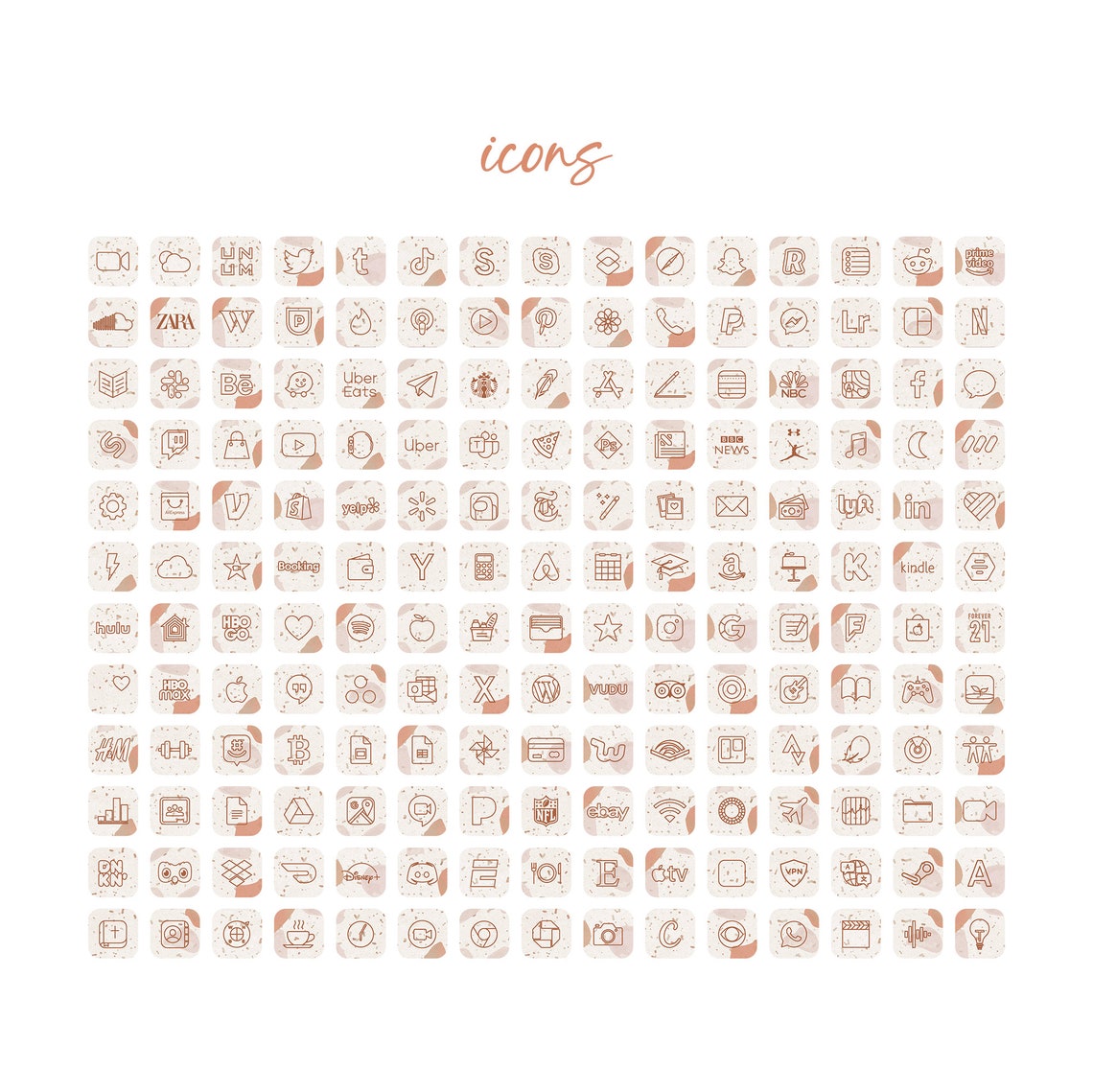 200 Abstract App Icons Ios 14 Minimalist Icons Cream Beige | Etsy