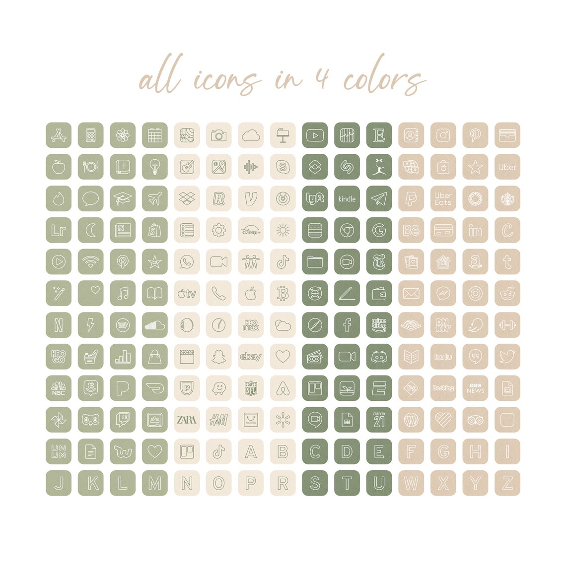 Natural App Icons Boho Aesthetic App Icons Minimal Icon Ios - Etsy