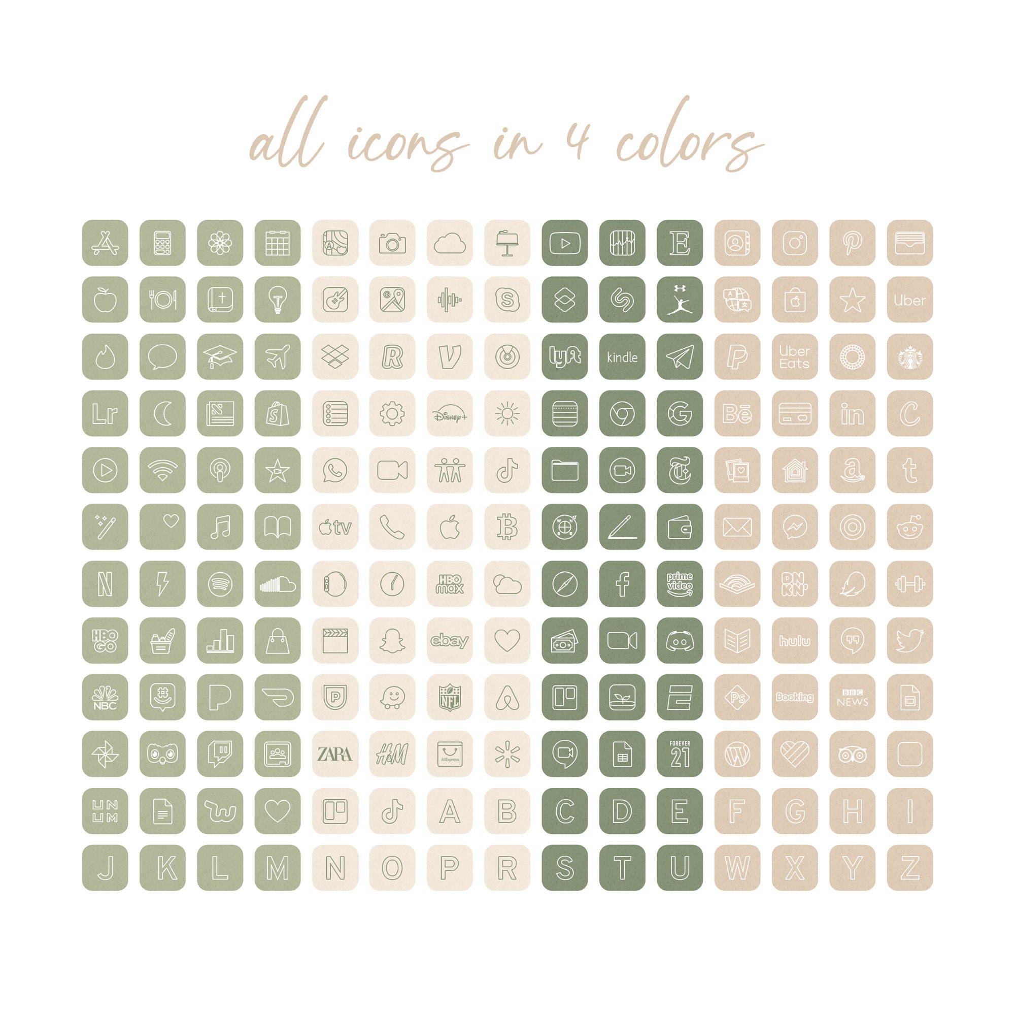 Natural App Icons Boho Aesthetic App Icons Minimal Icon Ios - Etsy