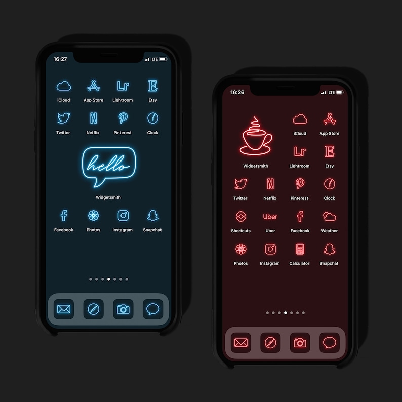 Neon App Icons Aesthetic Ios Icons Iphone Icon Pack Neon - Etsy