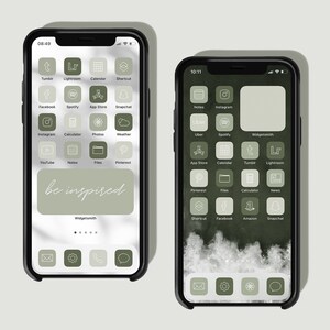 Green App Icons, Neutral Green Aesthetic Boho iPhone Covers, Ios 14 App ...