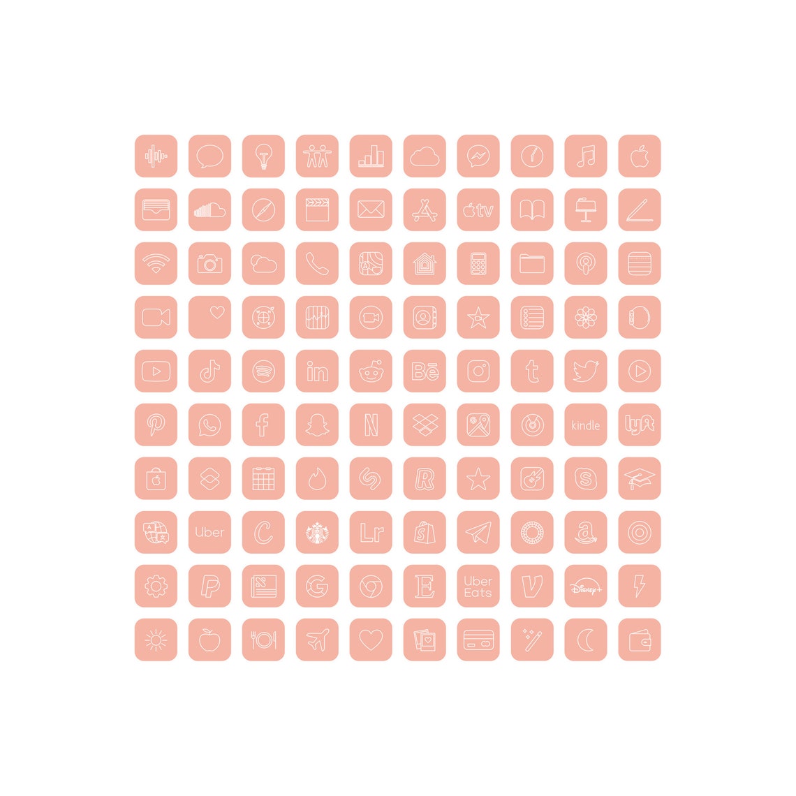 300 Peachy App Icons Icon for iOS 14 Green Orange Aesthetic | Etsy