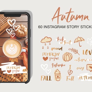 60 Instagram Story Stickers Autumn Fall Instagram Templates - Etsy