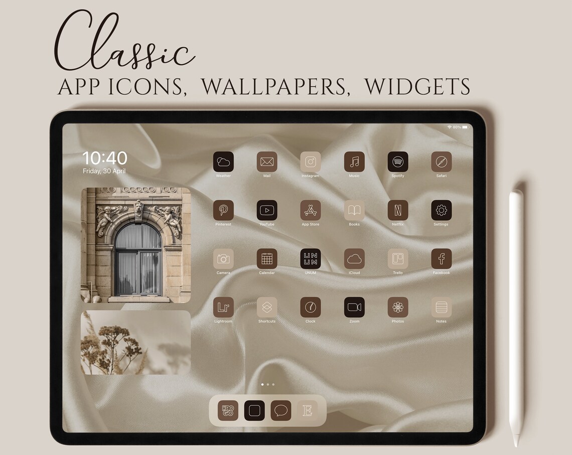 Classic Ipad Desktop Icons Beige Brown Cream Ipad App Icons - Etsy