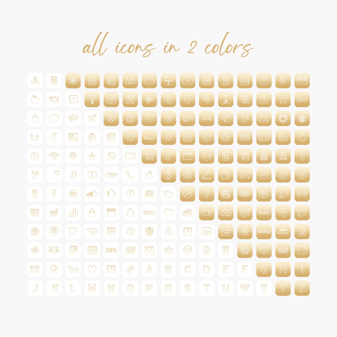 400 Golden App Icons Gold iPhone iOS 14 App Icon Pack Gold | Etsy