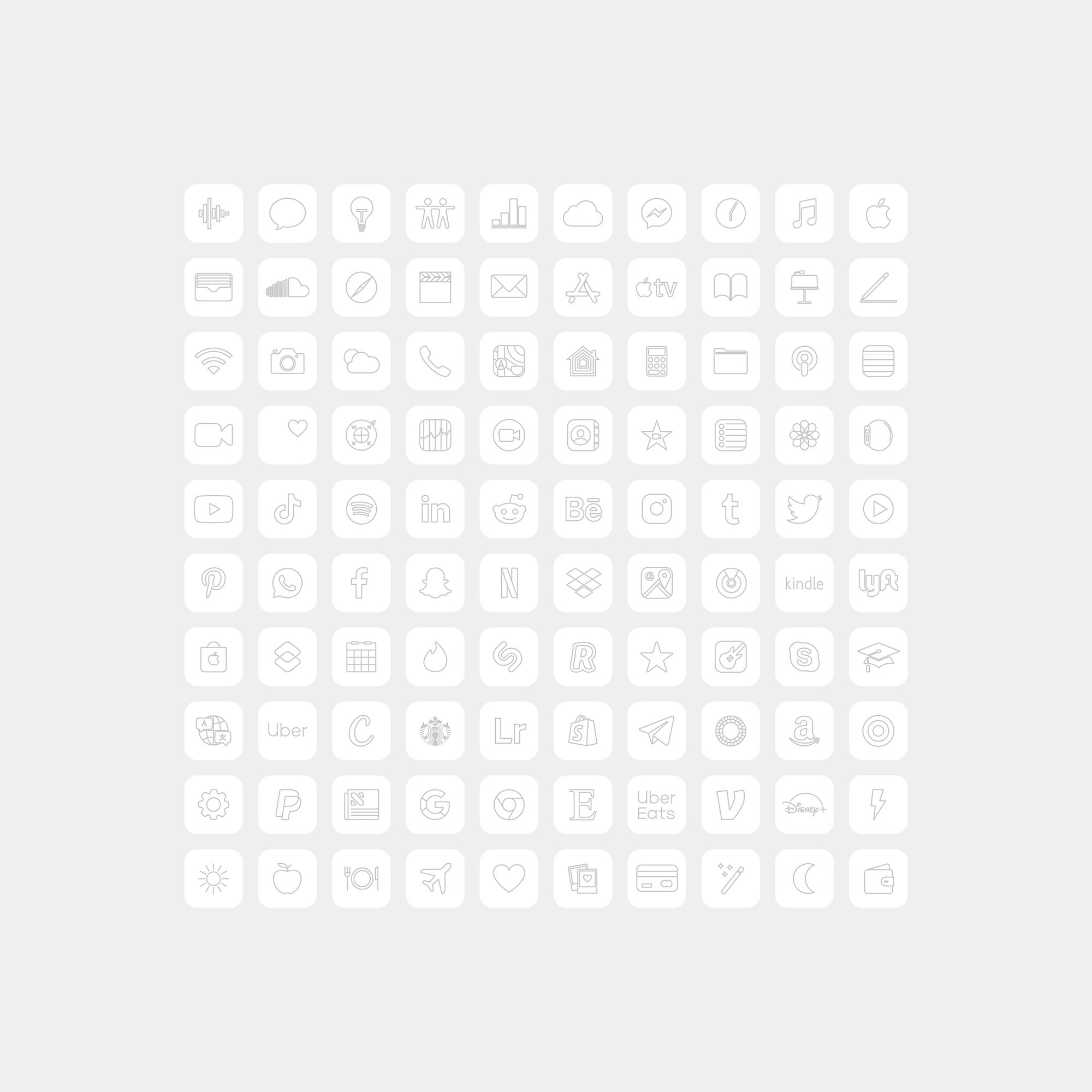 White Icons, Ios Icon Pack, Homescreen Icons, Minimal Icons Pack for ...