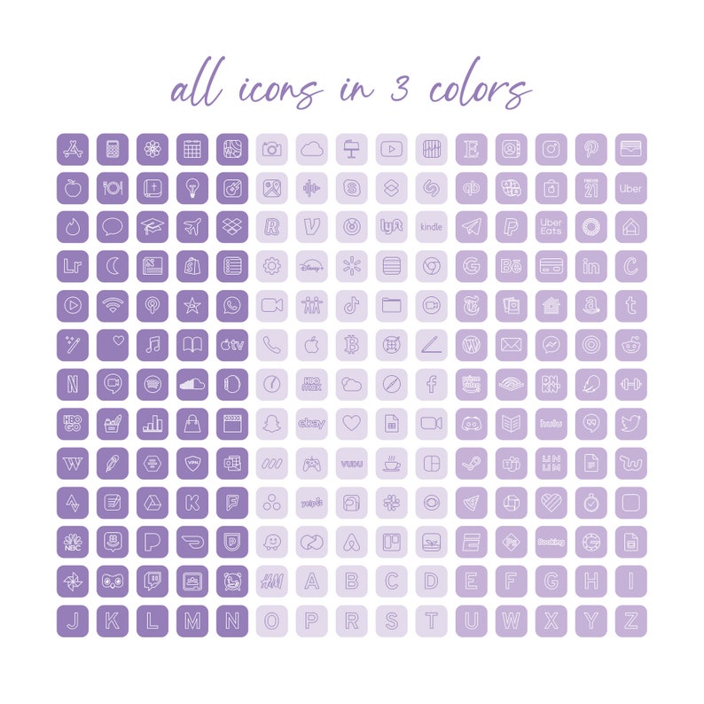Lavender App Icons Purple Icons Iphone App Covers Purple - Etsy