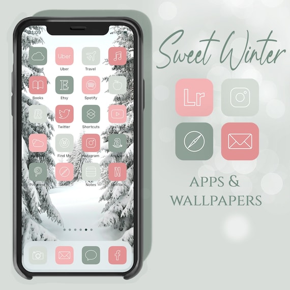 Sweet Winter App Icons Winter Green Red Aesthetic App Icons - Etsy