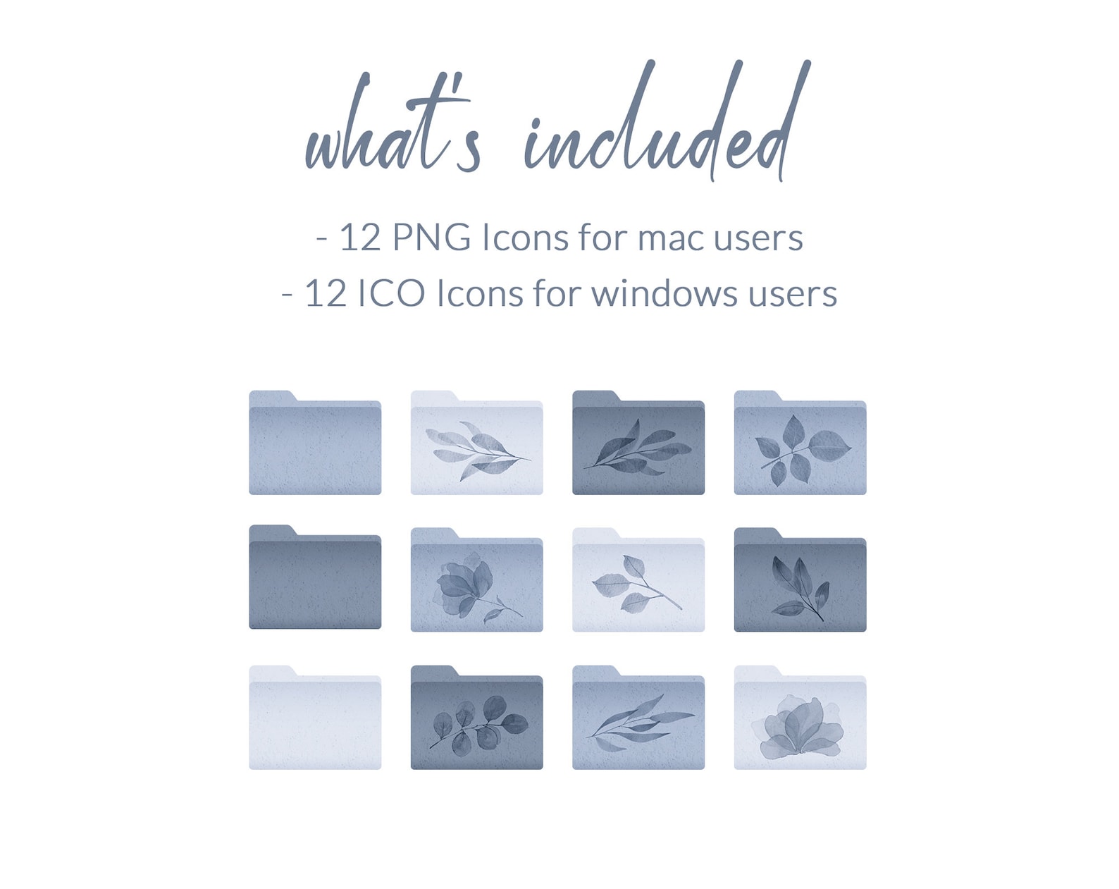 Blue Desktop Icons, Desktop Folder Icons for Mac and Windows, Aesthetic ...