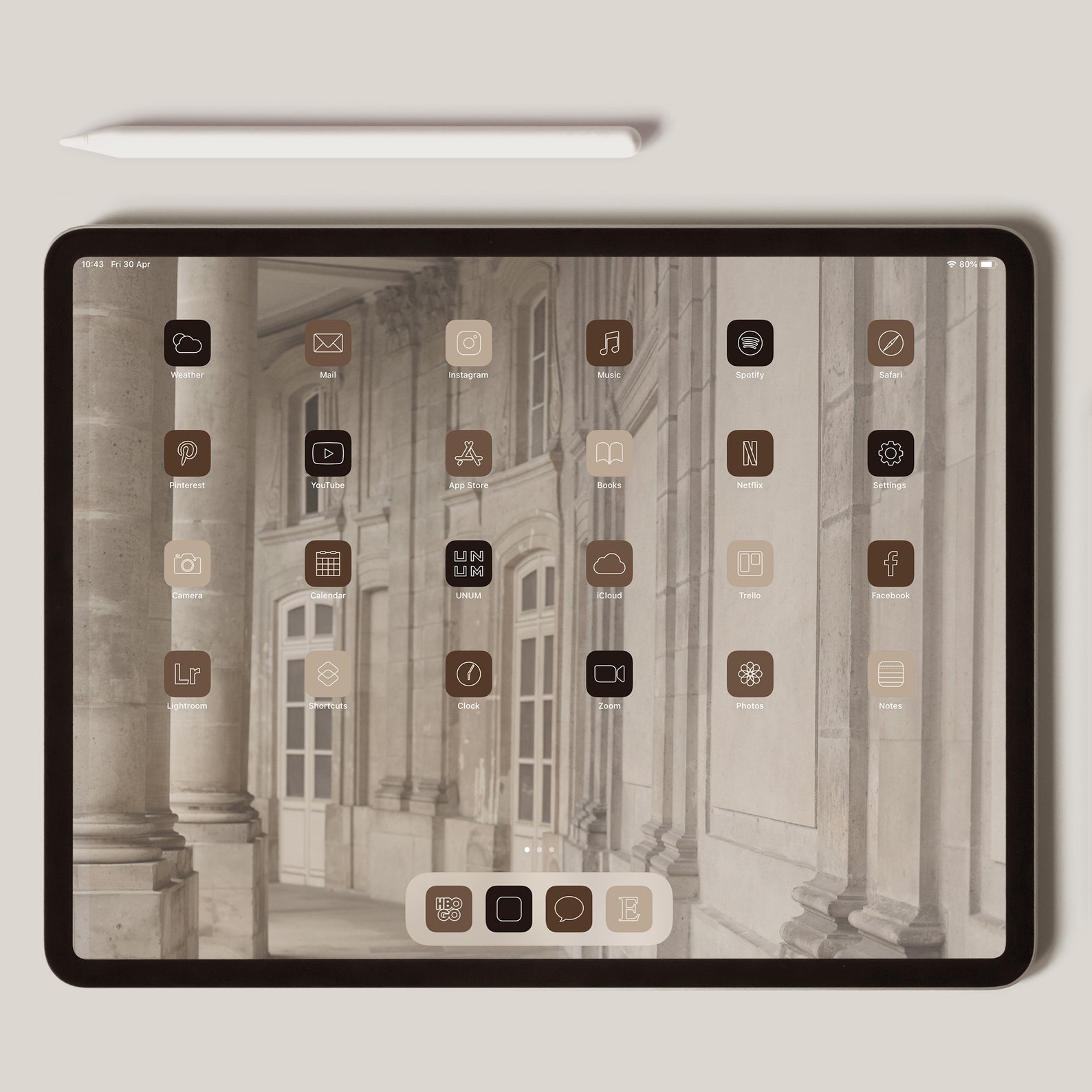 Classic iPad Desktop Icons, Beige Brown Cream iPad App Icons, Boho iPad ...