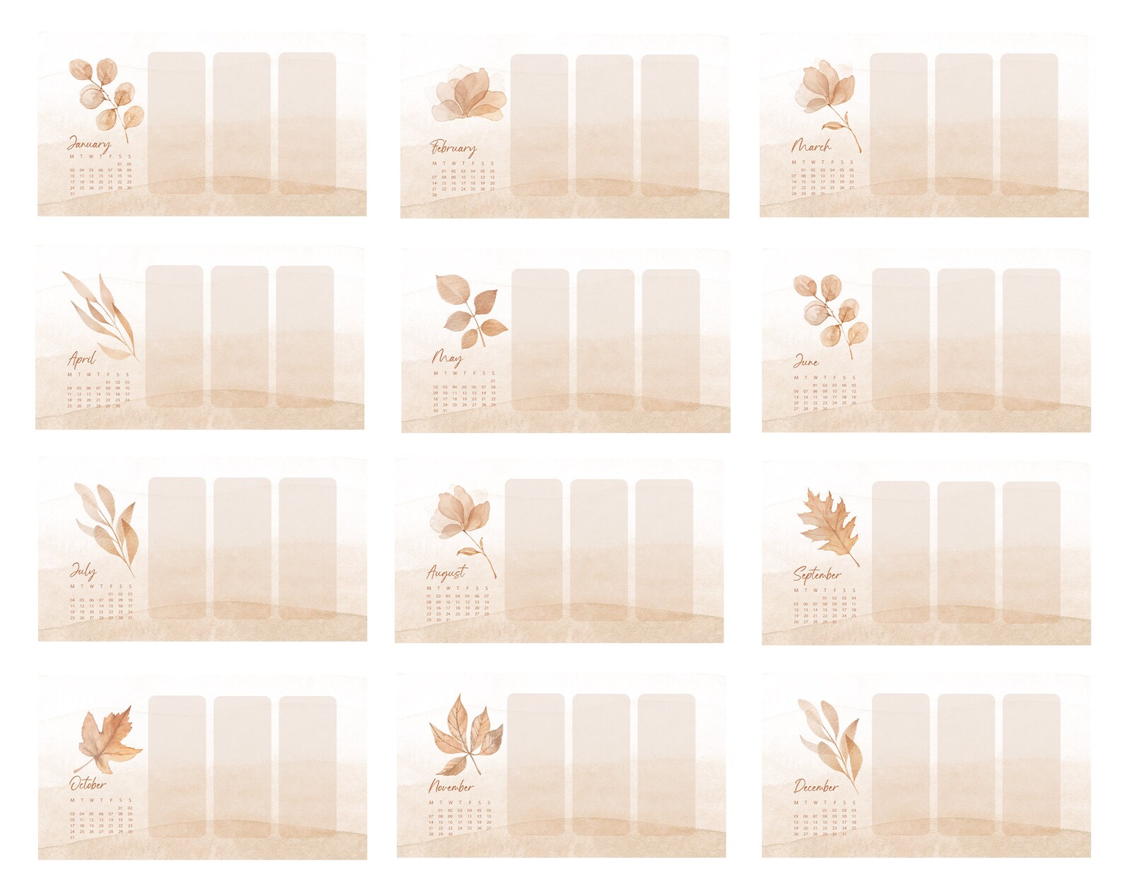 Autumn Calendar 2022 2023 Desktop Wallpaper Organizer Mac - Etsy