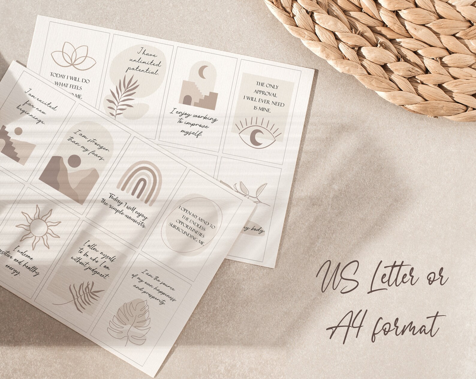 Boho Affirmation Cards, Printable Affirmations, Motivational Cards ...