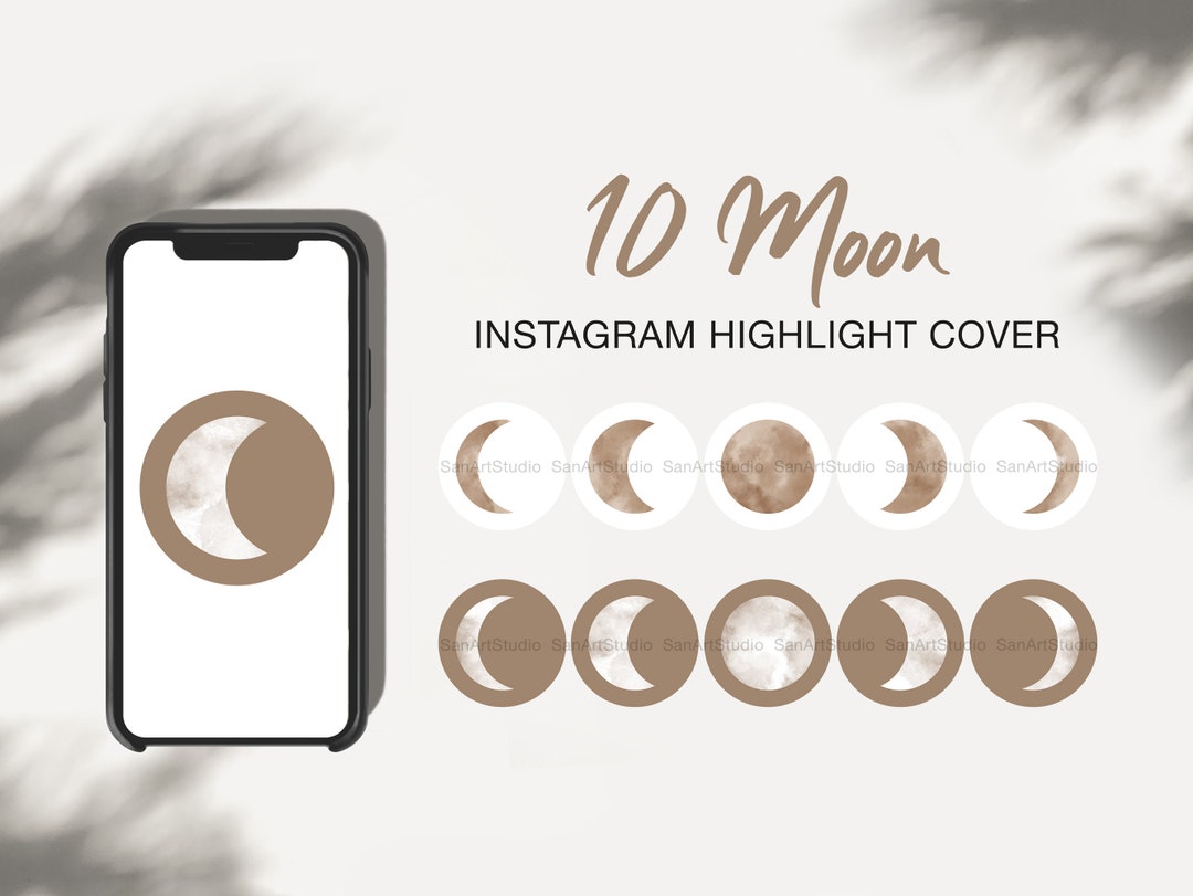 10 Instagram Story Highlight Icons Moon Phases Line Illustration Storie ...