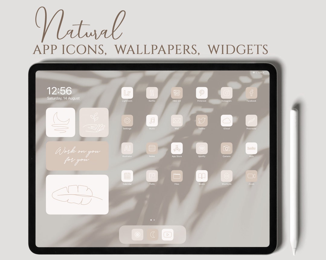 Natural iPad Desktop Icons, Beige iPad App Icons, Boho Ios Icon Pack ...