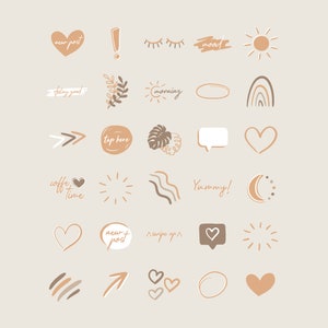 Instagram Story Stickers - Boho Instagram Templates - Beige, Nude ...